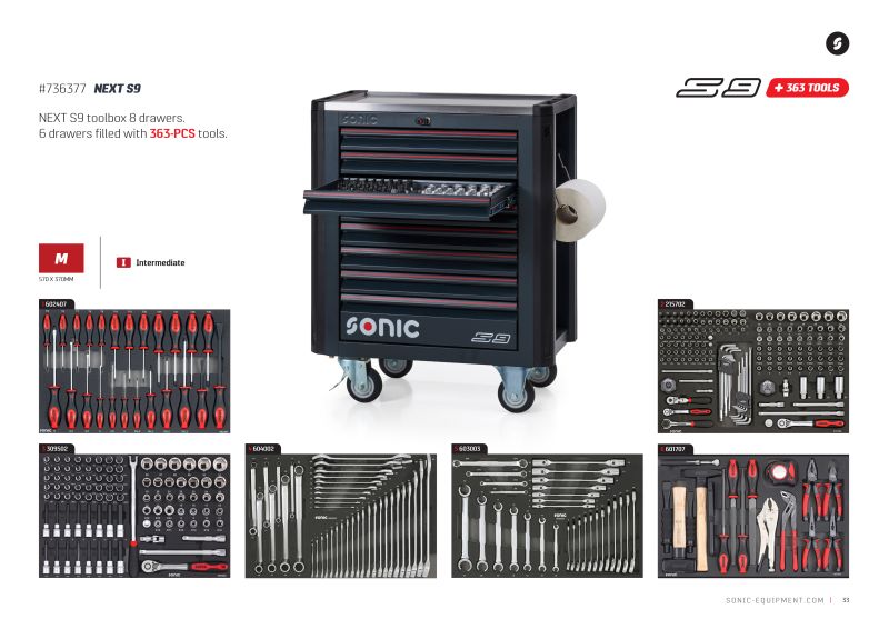 Kolica sa alatom SONIC / 736377 / Broj alata 363 kom. - Uni Auto Delovi